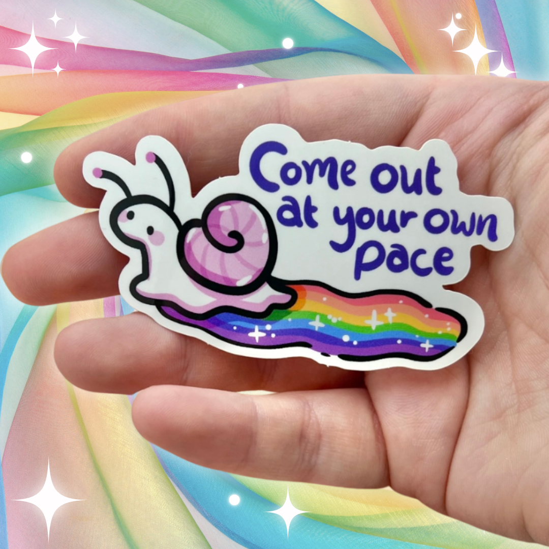 "Come Out at Your Own Pace" Snail Rainbow ~ Sticker – Woolblossom