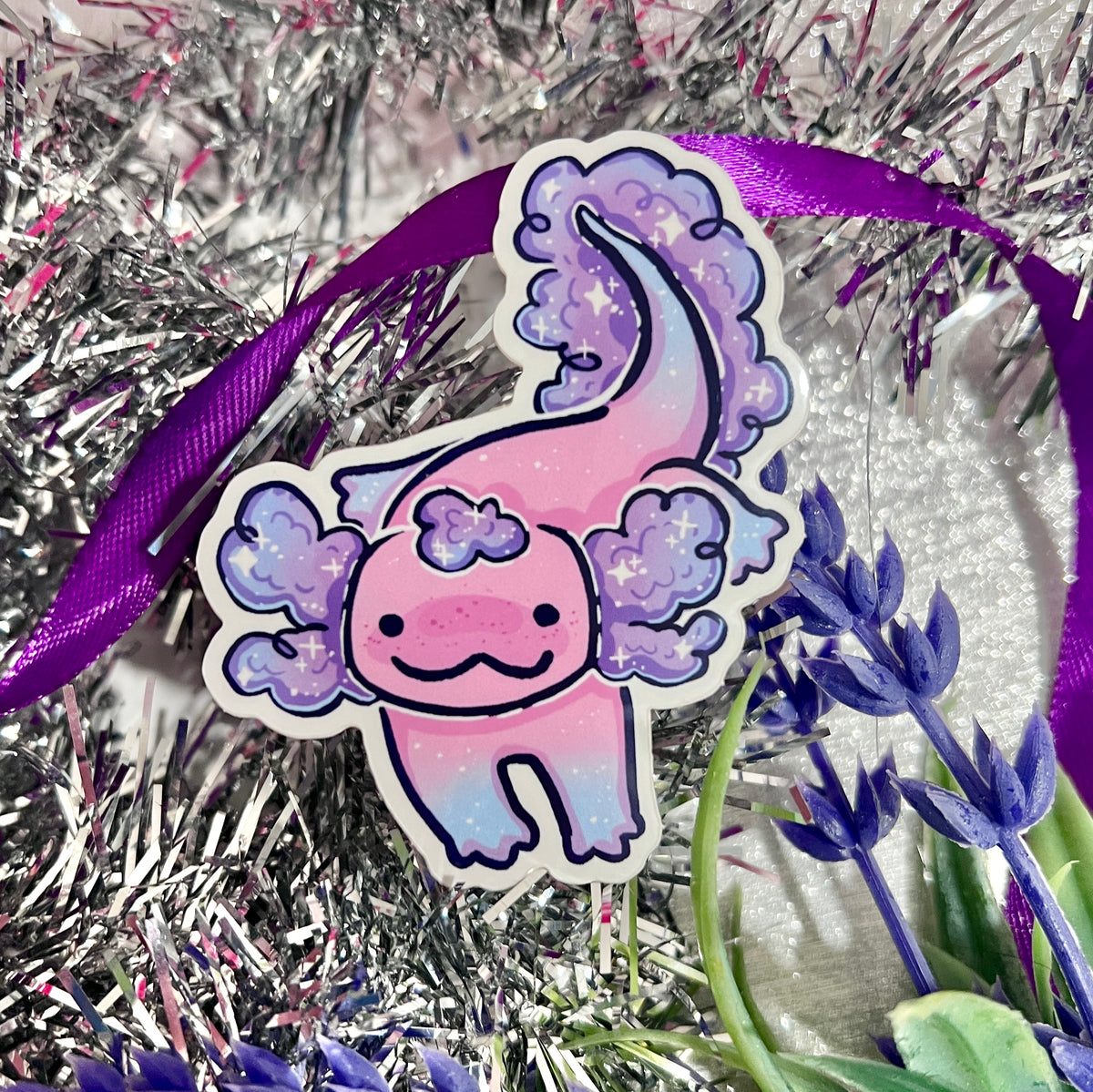 Cotton Candy Axolotl ~ Sticker – Woolblossom
