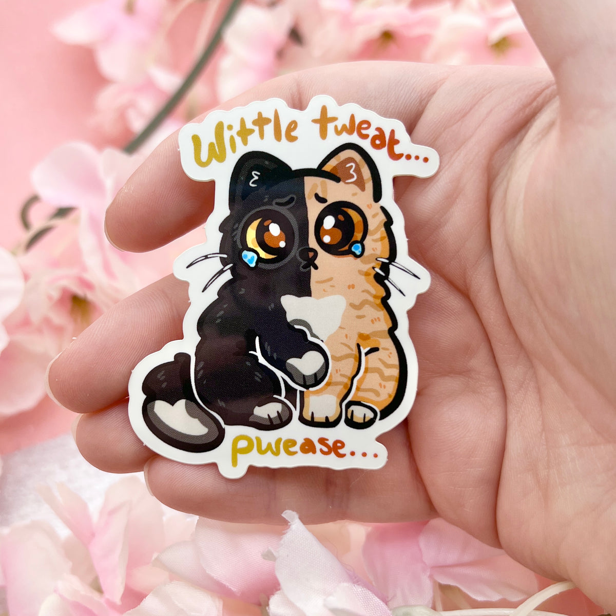 "Wittle Tweat... Pwease..." Kitty ~ Sticker – Woolblossom