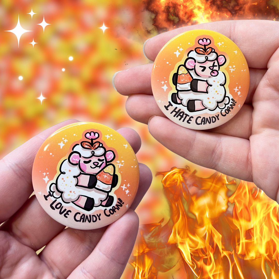 I (Love or Hate) Candy Corn, Sprout ~ Buttons – Woolblossom