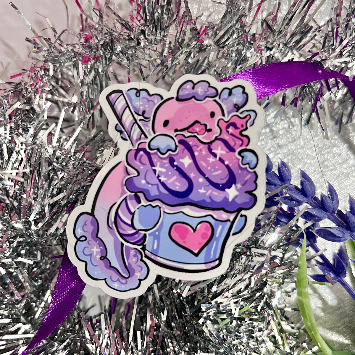 Cotton Candy Axolotl Treat ~ Sticker – Woolblossom