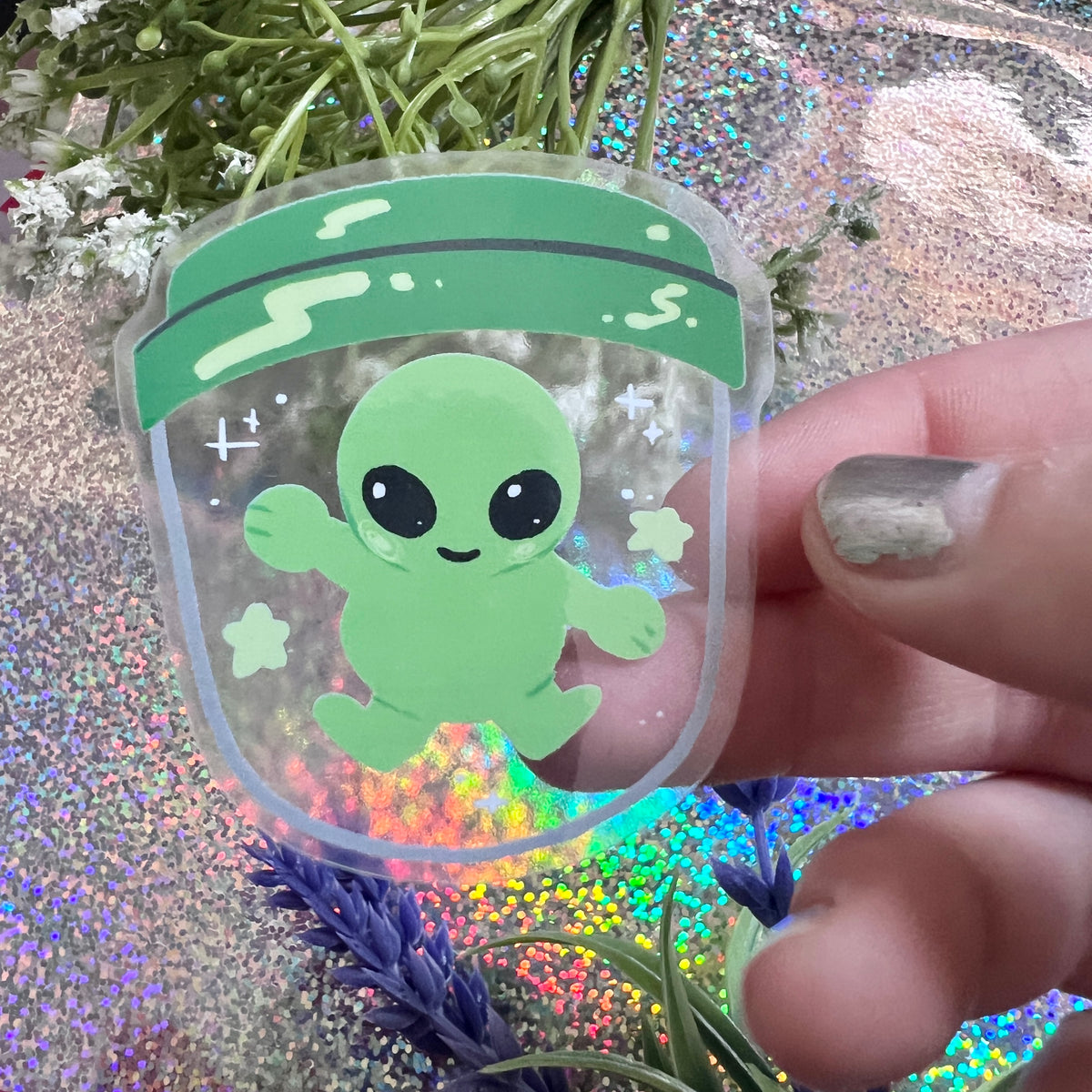 Alien Container ~ CLEAR Sticker – Woolblossom